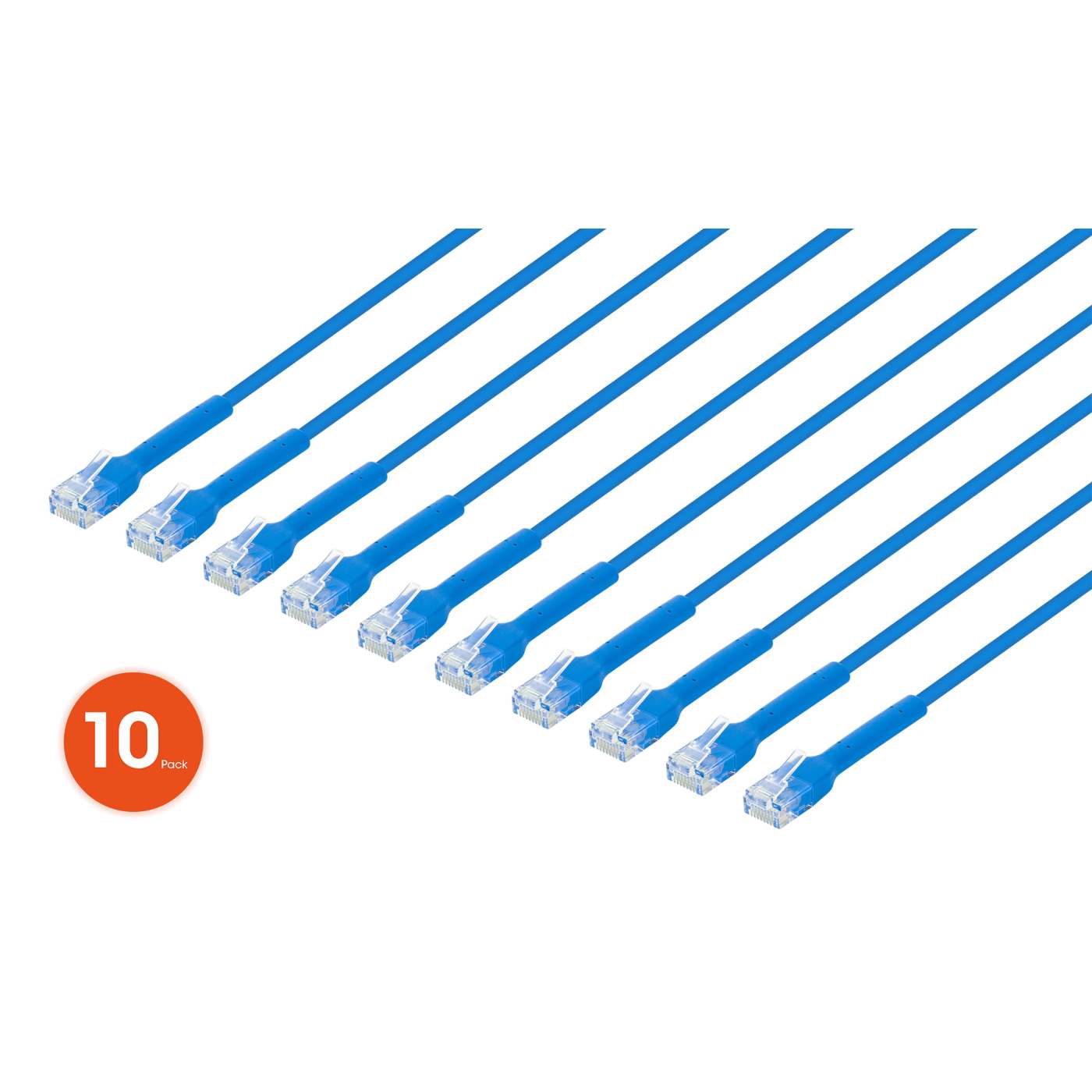 Cat6 U/UTP FlexiBoot Slim Netw. Patch Cable, 2 ft., Blue, 10-Pack