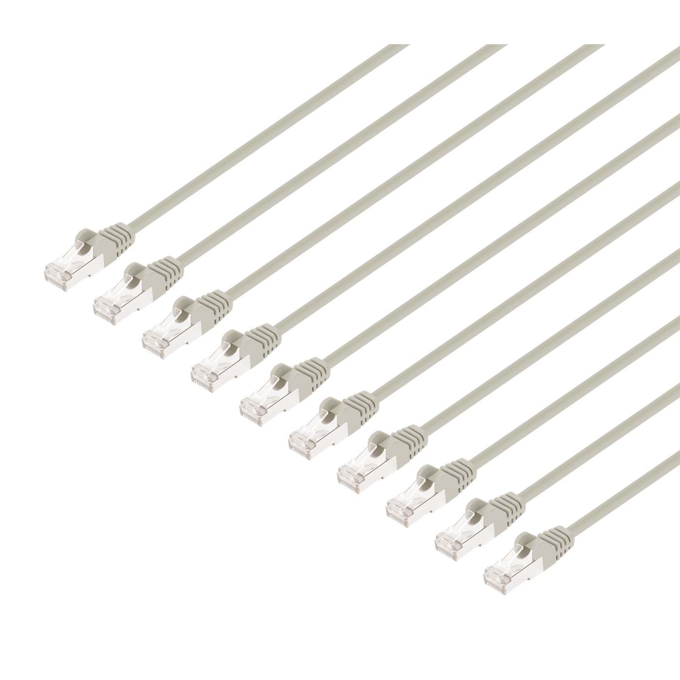 Cat8.1 U/FTP Slim Netw. Patch Cable, 14 ft., Gray, 10-Pack
