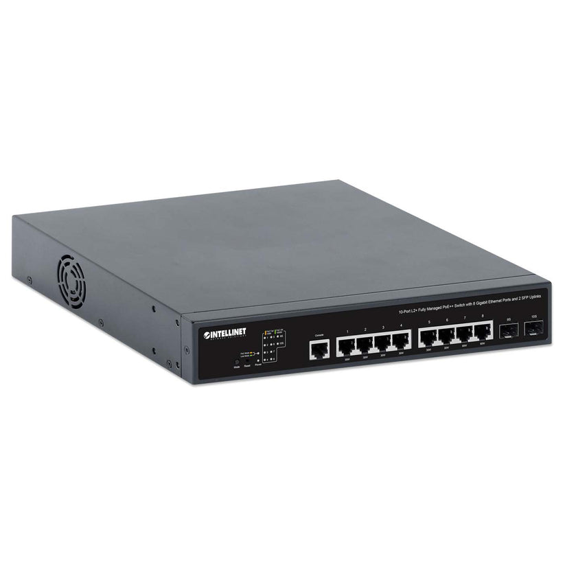 10-Port L2+ Fully Managed PoE++ Switch w/ 8 GbE Ports & 2 SFP Uplinks