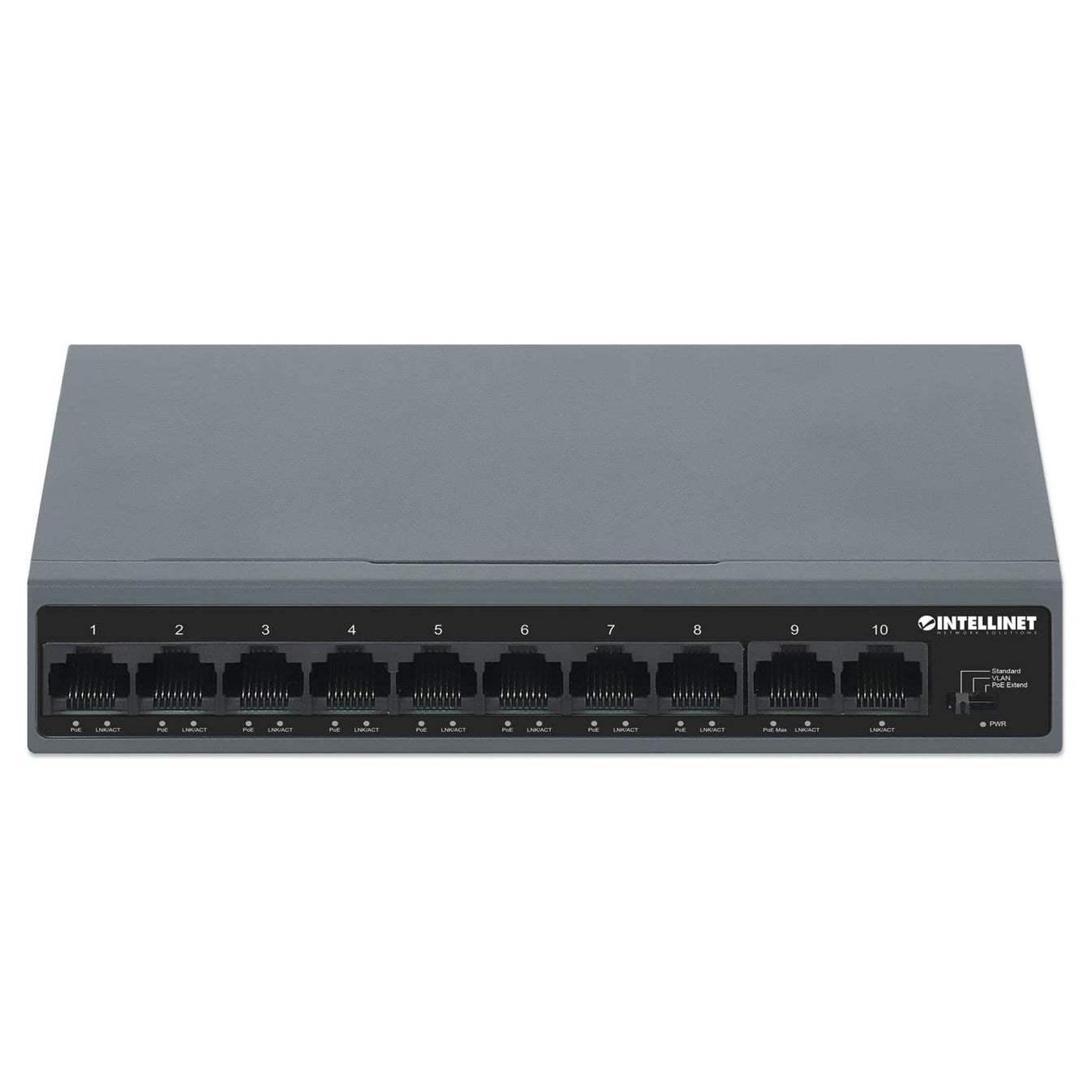 10-Port PoE+ Switch w/ 8 FE Ports & 2 FE Uplinks