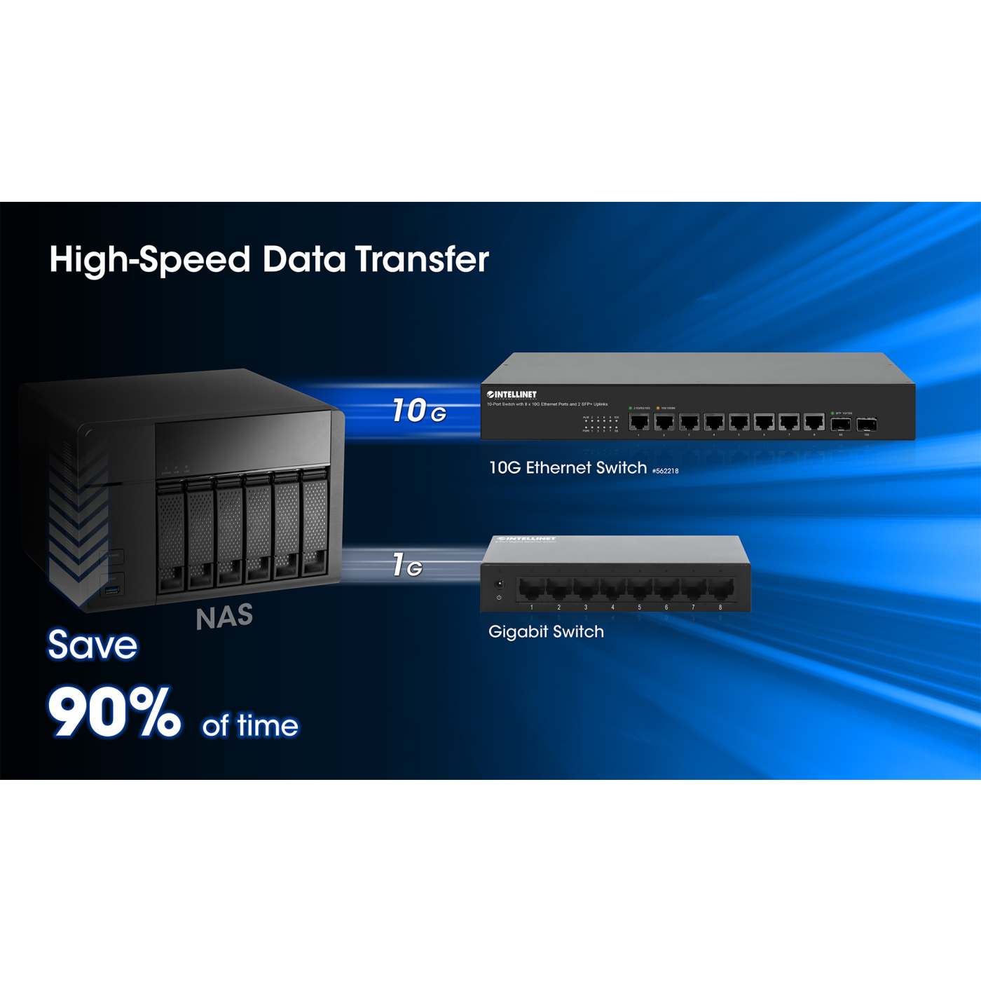 10-Port Switch w/ 8 x 10G Ethernet Ports & 2 SFP+ Uplinks