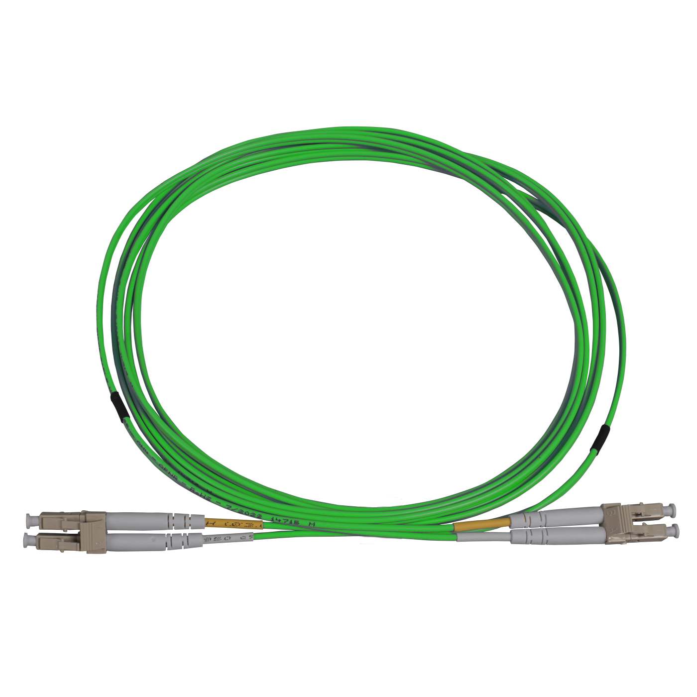 2 m LC to LC UPC Fiber Cable, 2 mm, Duplex, OFNR, OM5 MM, Lime Green