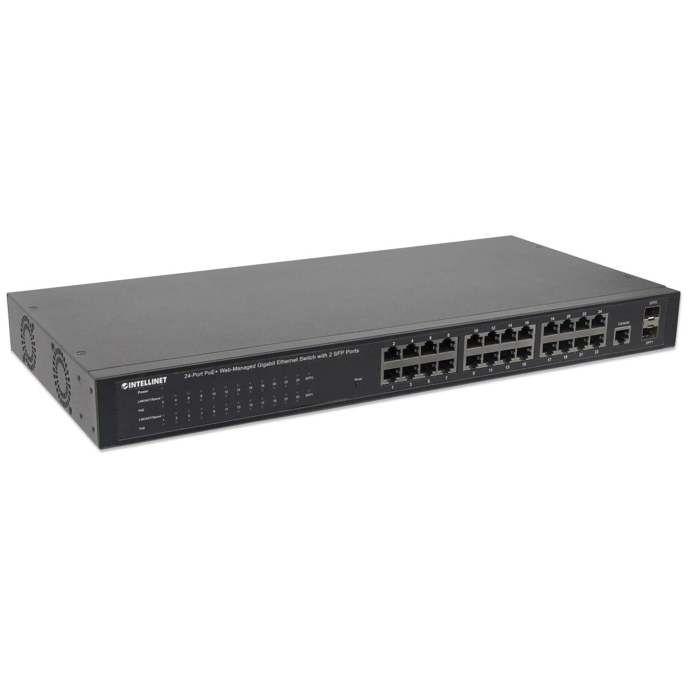 24-Port GbE PoE+ Web-Managed Switch w/ 2 SFP Ports
