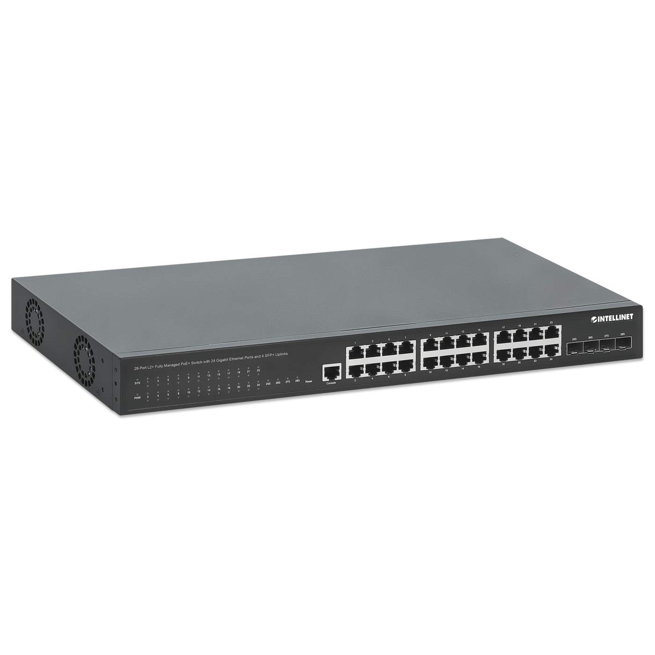 28-Port L2+ Fully Managed PoE+ Switch w/ 24 GbE Ports & 4 SFP+ Uplinks