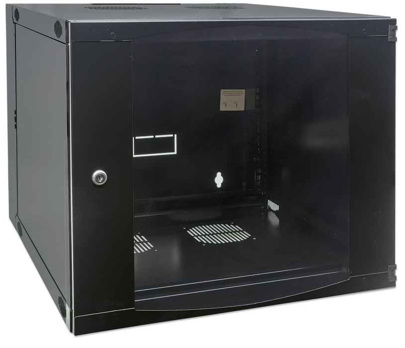 19" Double Section Wallmount Cabinet, 9U, 600 mm (23.6 in.) Depth, Black