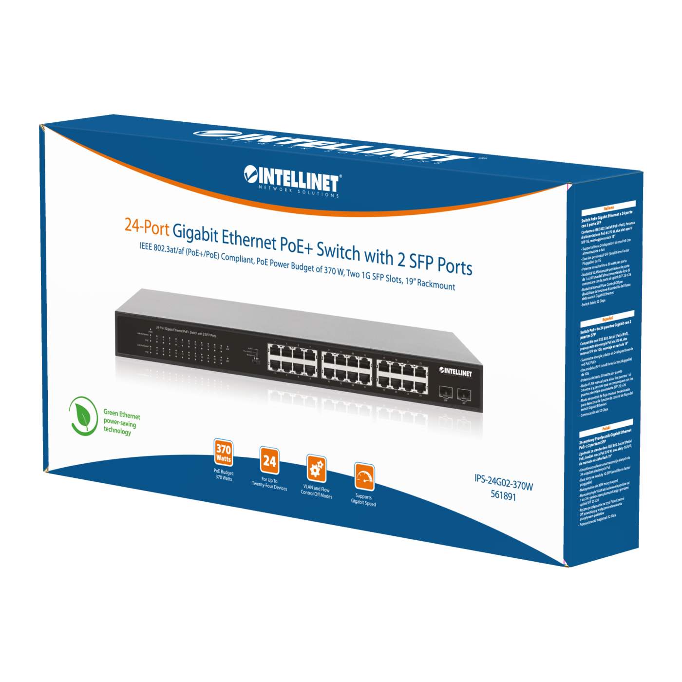 24-Port GbE PoE+ Switch w/ 2 SFP Ports 561891