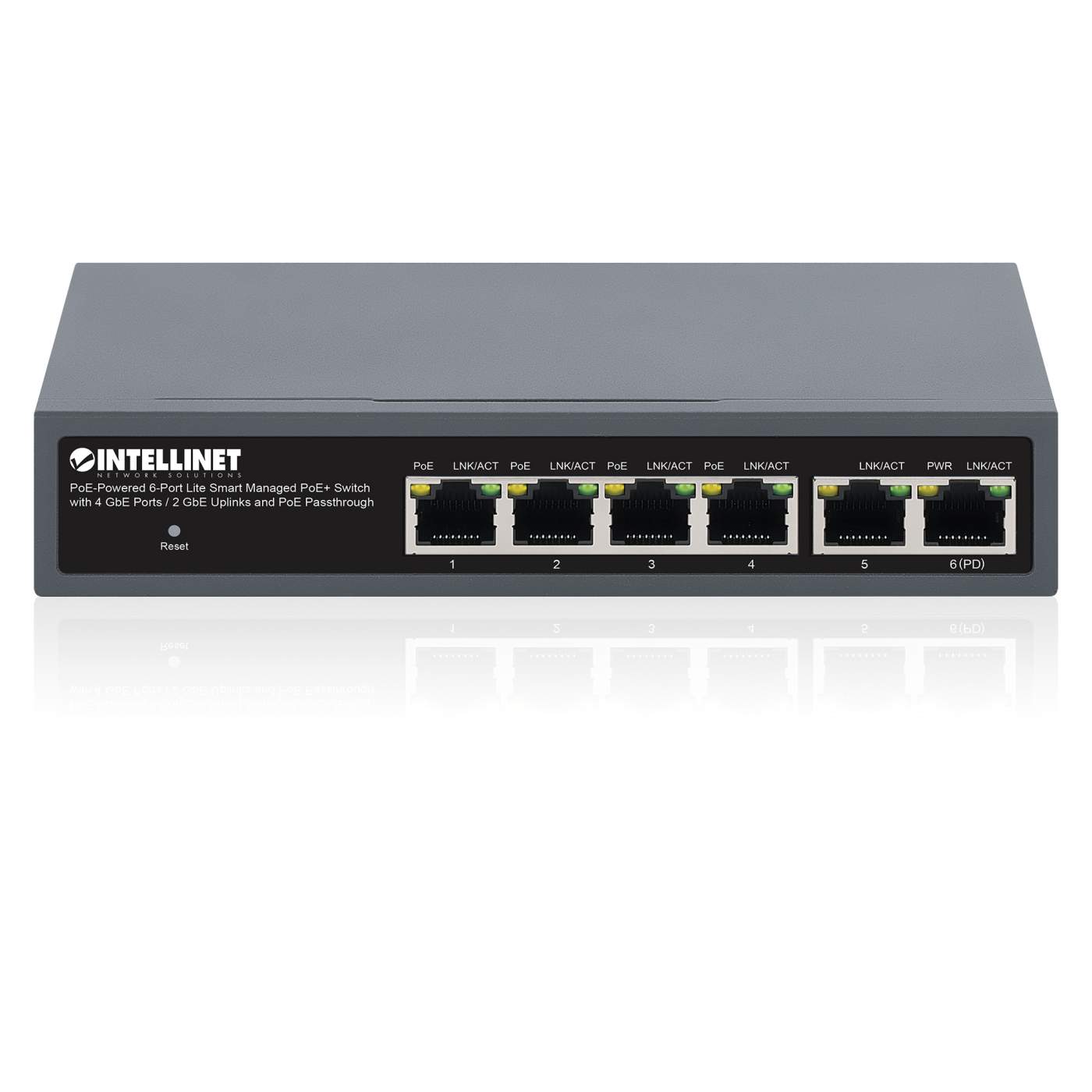 PoE-Powered 6-Port Lite Smart Managed PoE+ Switch w/ 4 GbE Ports / 2 ...