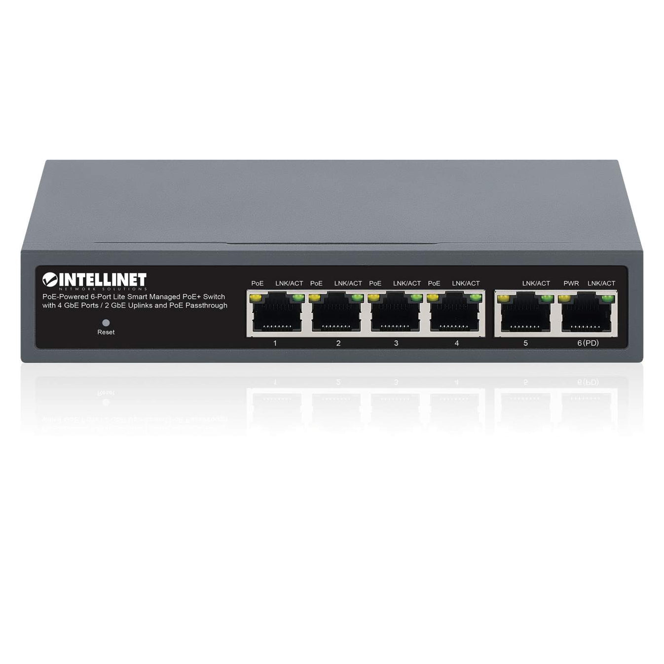 PoE-Powered 6-Port Lite Smart Managed PoE+ Switch w/ 4 GbE Ports / 2 ...