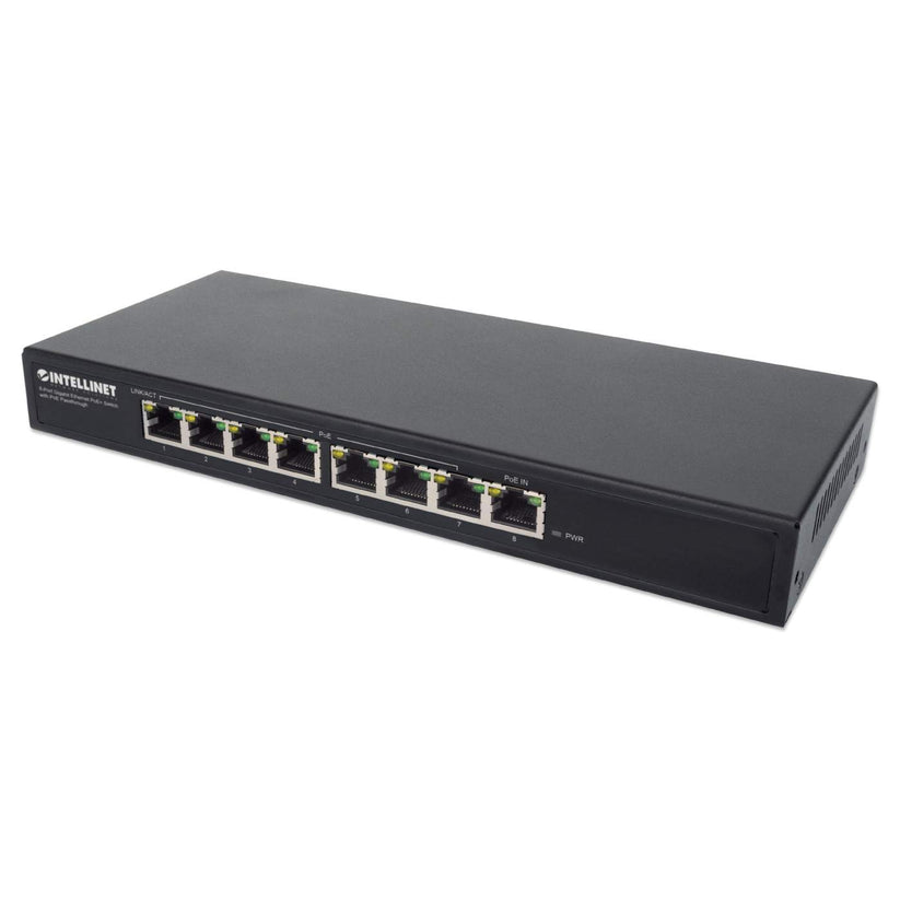 PoE-Powered 8-Port GbE PoE+ Switch w/ PoE Passthrough